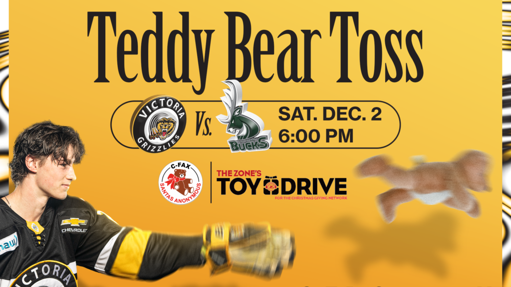 Grizzlies to host their annual teddy bear toss game! | Victoria Grizzlies